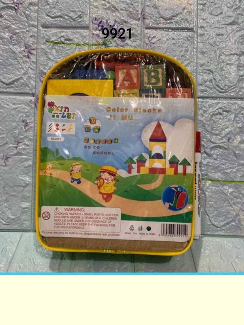 Promo Susun Balok Blok Rumah Kayu Wooden Blocks Tas Ransel Building ...