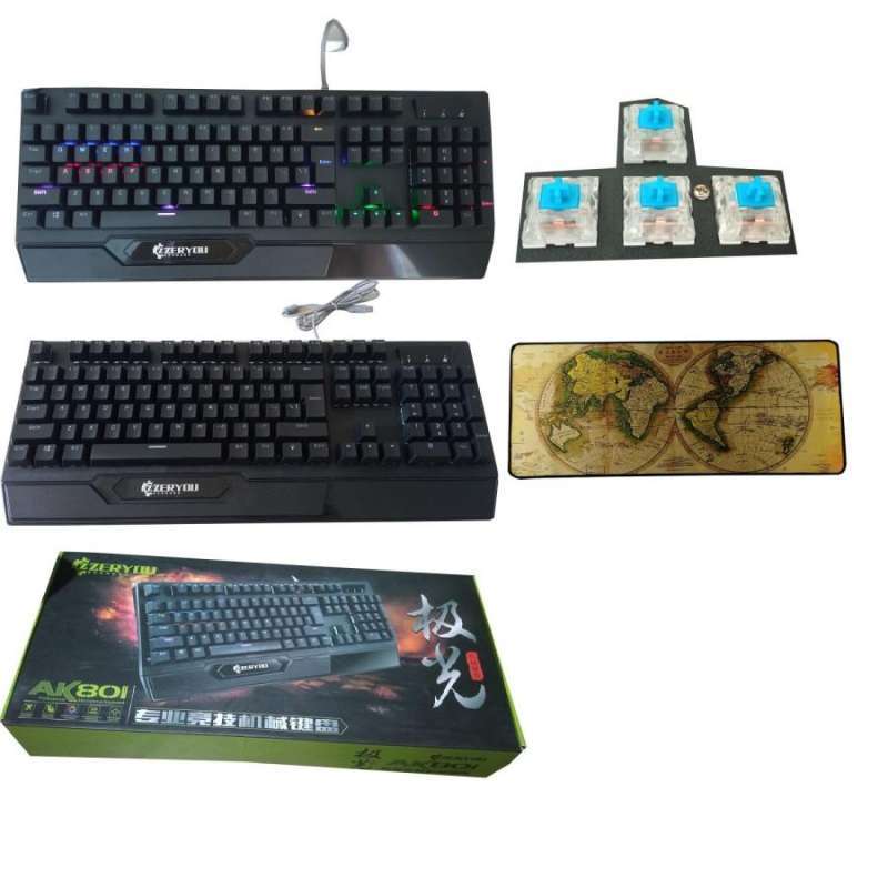 Jual Mechanical Keyboard Zerryou Switch Biru Full Mecha 104 Free ...