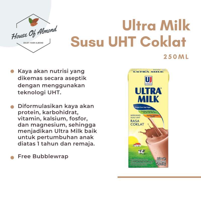 Promo Ultra Milk Susu UHT Rasa Coklat 250ml (1pcs) Diskon 24% di Seller ...