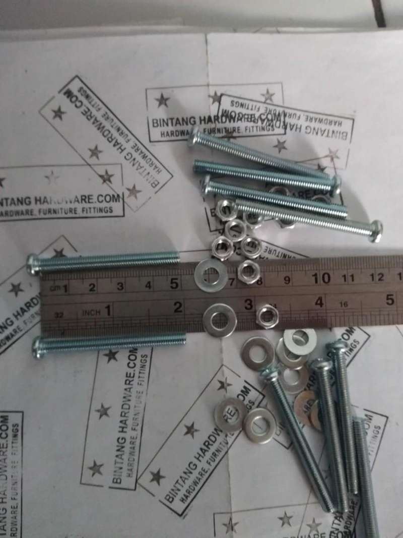 Jual Baut JP 5X50 mm Set Isi 10 Pasang Baut Putih Ring Plat Mur Putih ...