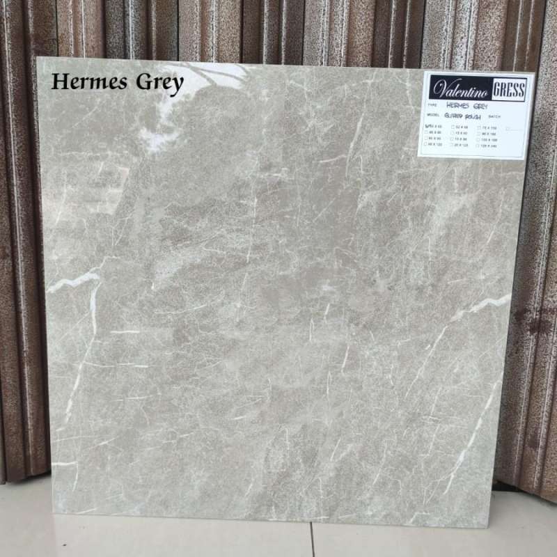 Jual GRANIT 60X60 HERMES GREY GLAZED POLISH - VALENTINO GRESS di Seller Naura Keramik - Kab ...