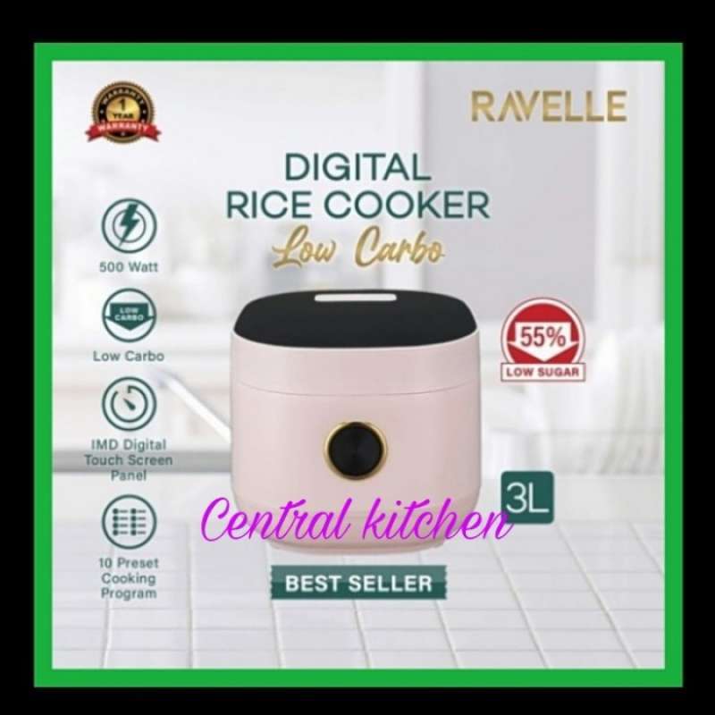 Jual Rice Cooker Ravelle Baby Pink 3 Ltr -Digital Low Carbo- Rice ...