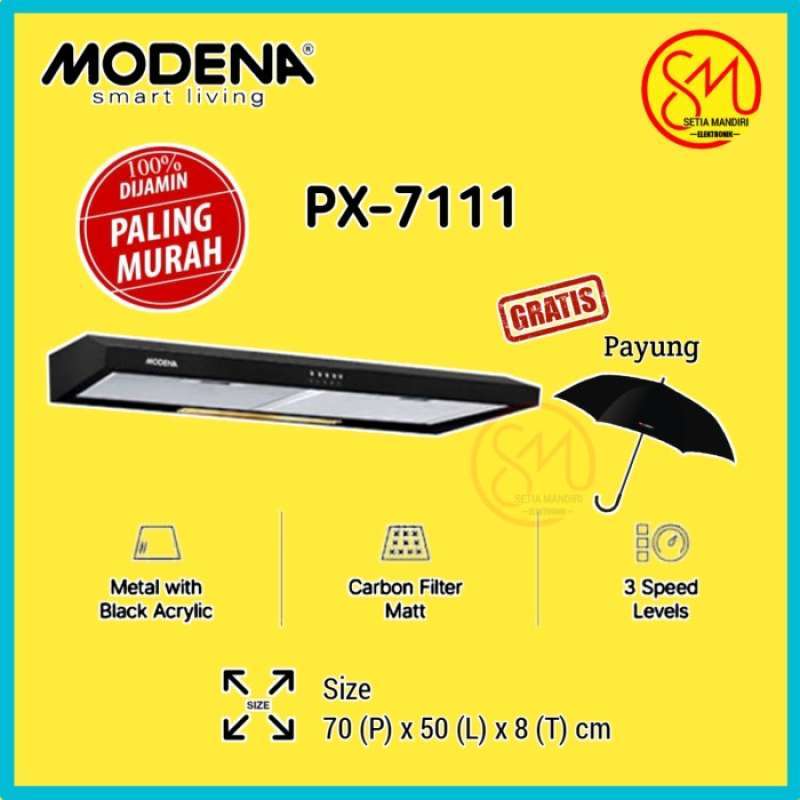 Jual Modena Px7111 Cooker Hood Slim 70cm 3 Kecepatan Lampu Esile Px ...