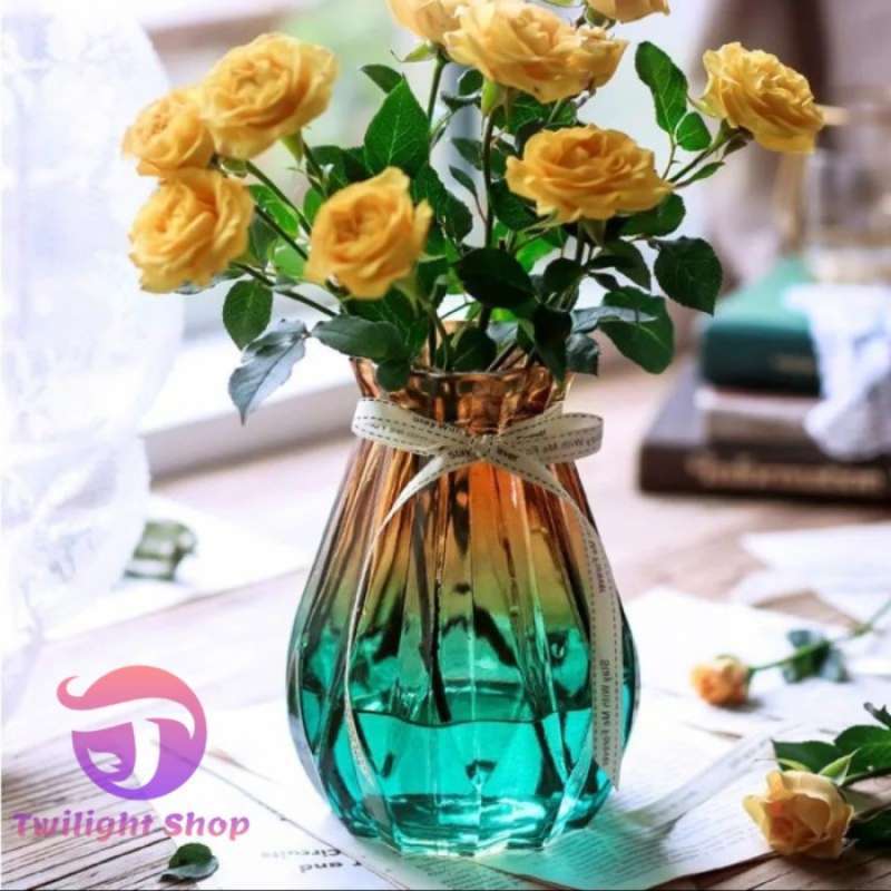 Promo Colour Glass Vase Vas Bunga Kaca Berwarna Diskon 10% di Seller ...