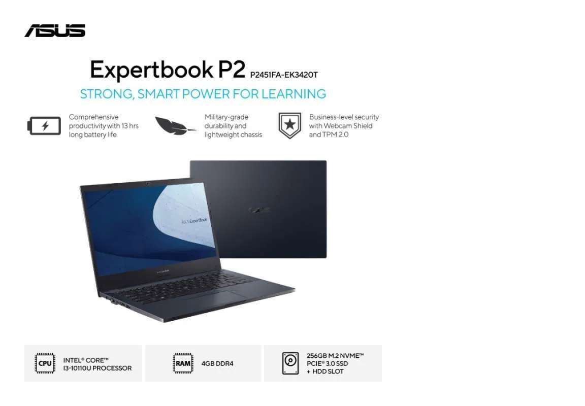 Jual Megatech -asus Expertbook P2451fa-ek3420t/i3-10110u/4gb/256gb Ssd ...