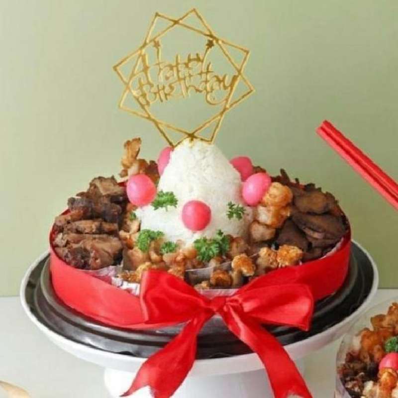 Jual BIRTHDAY MOUNTAIN RICE CAKE BABI ASAP ( 4-5 porsi, diameter 22cm ...
