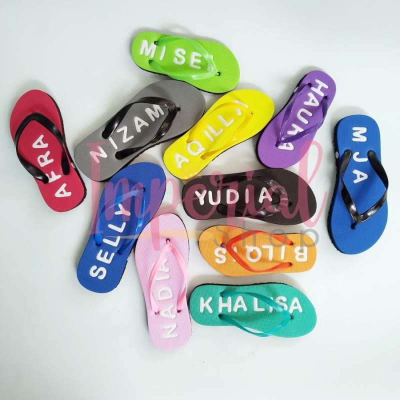 Jual Sandal Jepit Custom Nama 1 Warna Size Anak SD 31-35 Sendal Capit ...
