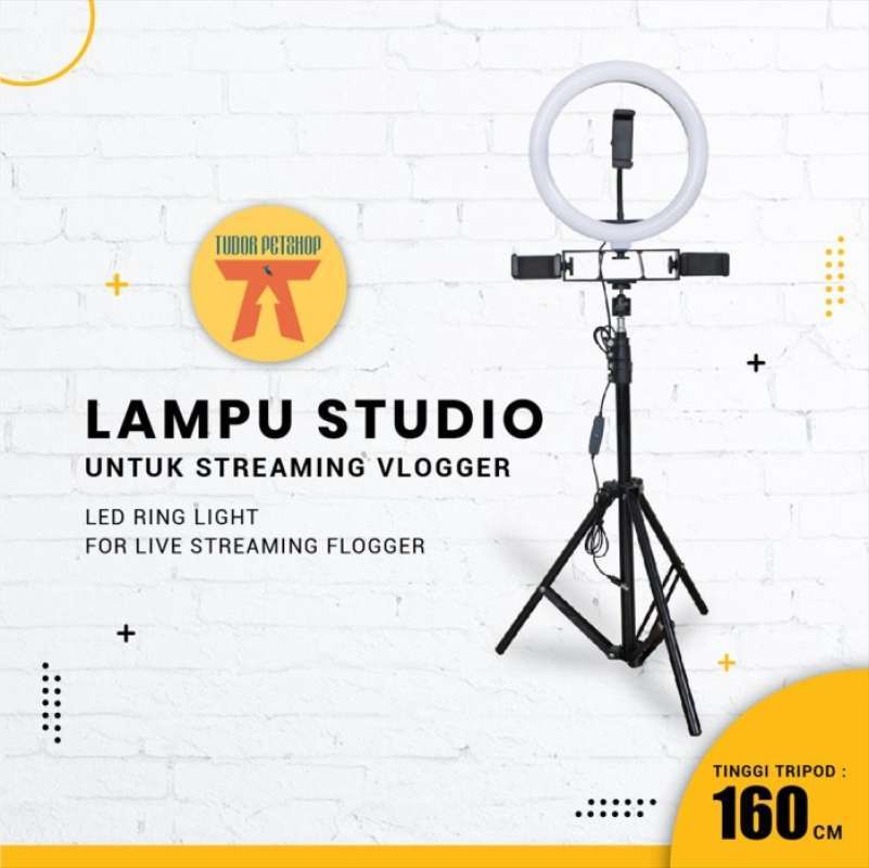 Promo Led Ring Light + Tripod For Live Streaming Vlogger 26Cm/Lampu ...