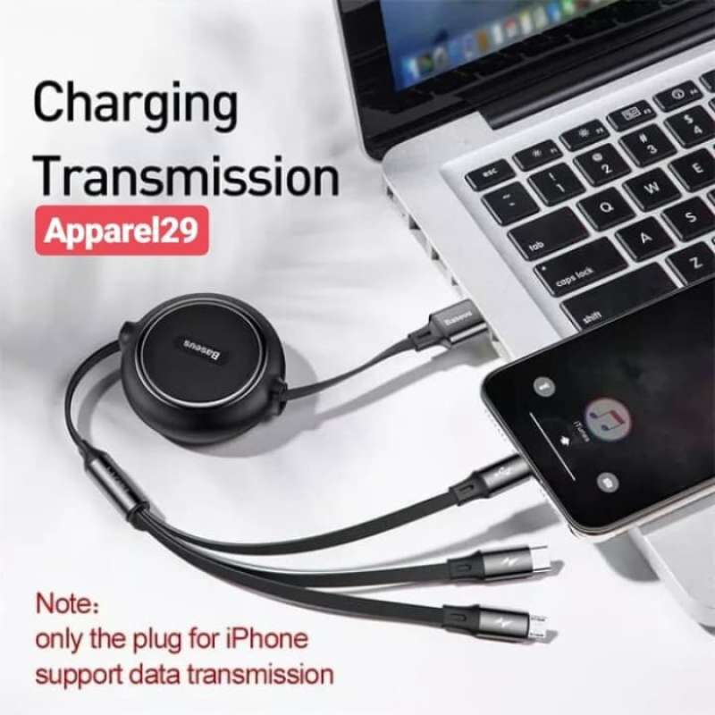 Jual BASEUS Kabel Charger 3 in 1 Golden Loop Cable 3in1 Fast Charging ...