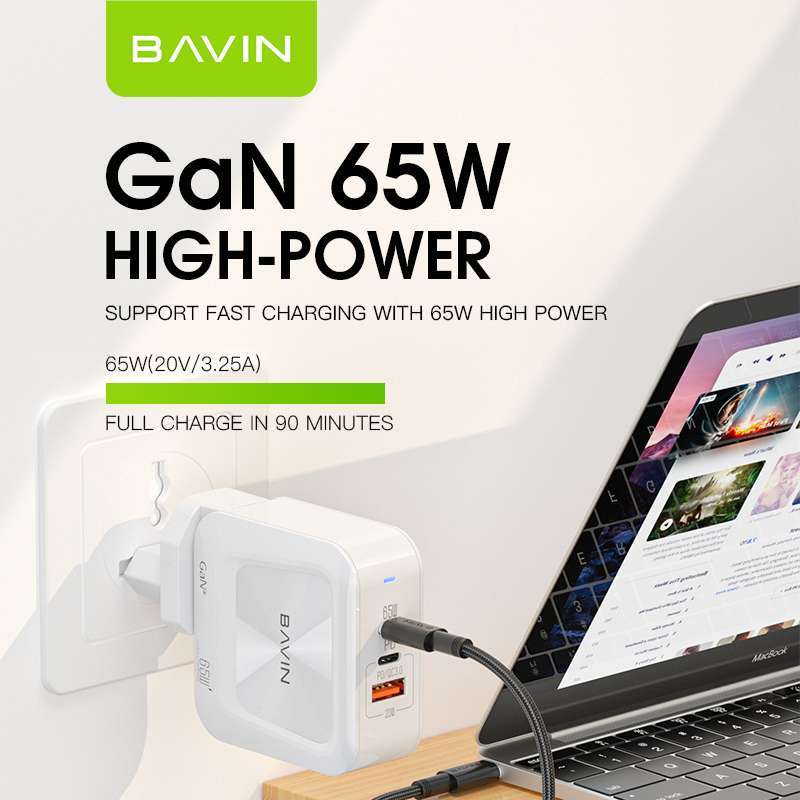 Jual BAVIN PC822Y PD QC3.0 Charger 65W GaN Fast Charging Adapter Type-C ...