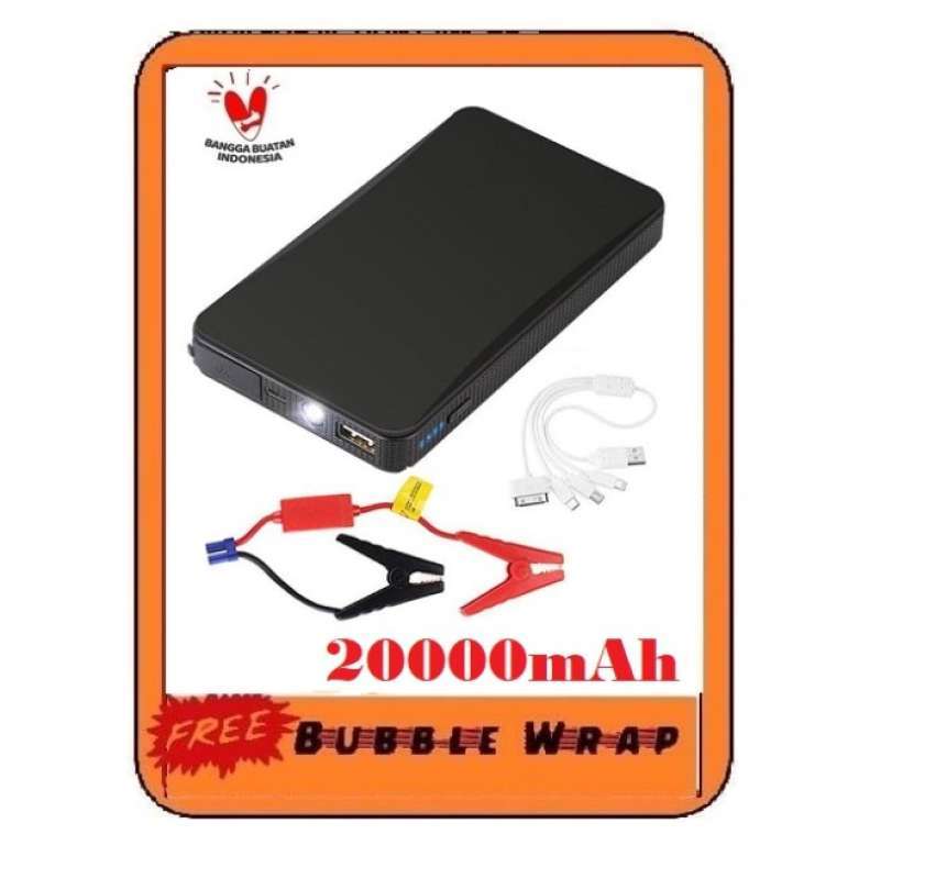 Jual Jumper aki Portable mobil 20000mAh 12V/ 1 USB Power Bank senter ...