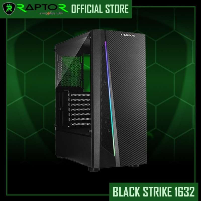 Promo Gaming Case Raptor Black Strike 1632 - Led Rgb Light - Tempered ...