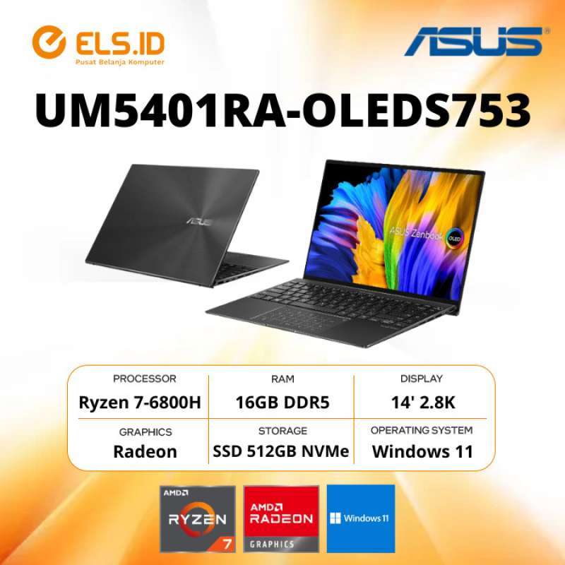 Promo Asus Zenbook UM5401RA-OLEDS753 Ryzen 7-6800H 16GB SSD 512GB 14 ...