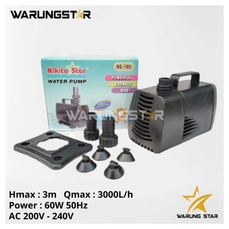 Promo POMPA AQUARIUM NIKITA STAR NS-105 / POMPA KOLAM / POMPA HIDROPONIK Diskon 23% di Seller ...