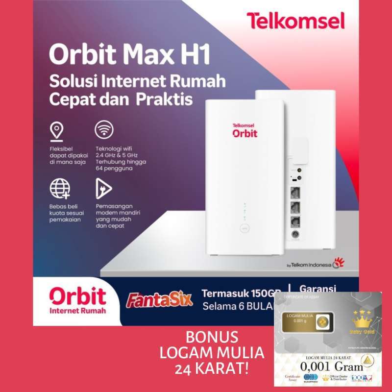 Jual Orbit Max H1 Modem WiFi 4G High Speed Bonus Data Telkomsel di ...