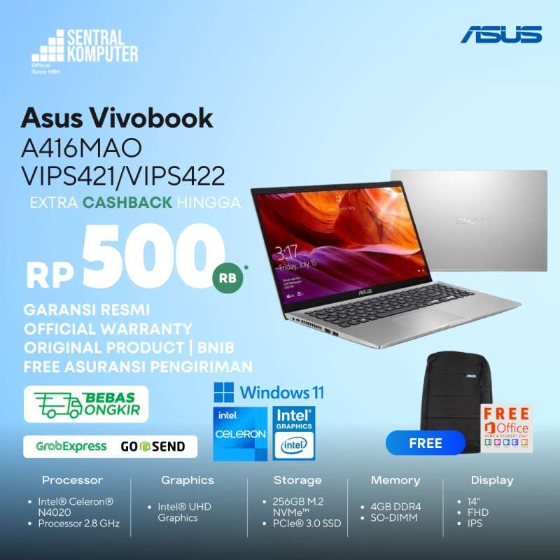 Jual Asus A416MAO-VIPS421/VIPS422 - N4020-4GB-256GB-Win 11 & OHS di ...