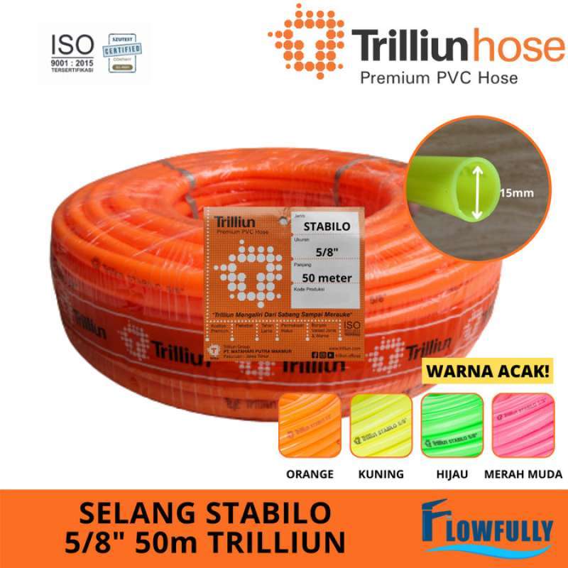 Jual SELANG AIR STABILO 5/8 TRILLIUN ROLL 50 METER PVC FLEKSIBEL TERANG di Seller flowfully ...