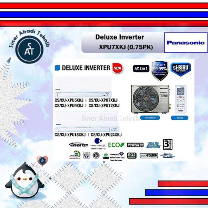 Jual Panasonic AC Split Deluxe Inverter Type XPU7XKJ (0.75PK) di Seller ...