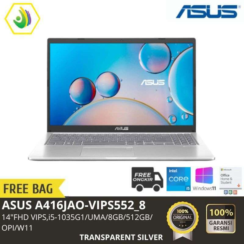 Jual ASUS A416JAO-VIPS552_8 14inc,FHD VIPS,i5-1035G1.UMA.8GB.512GB.OPI ...