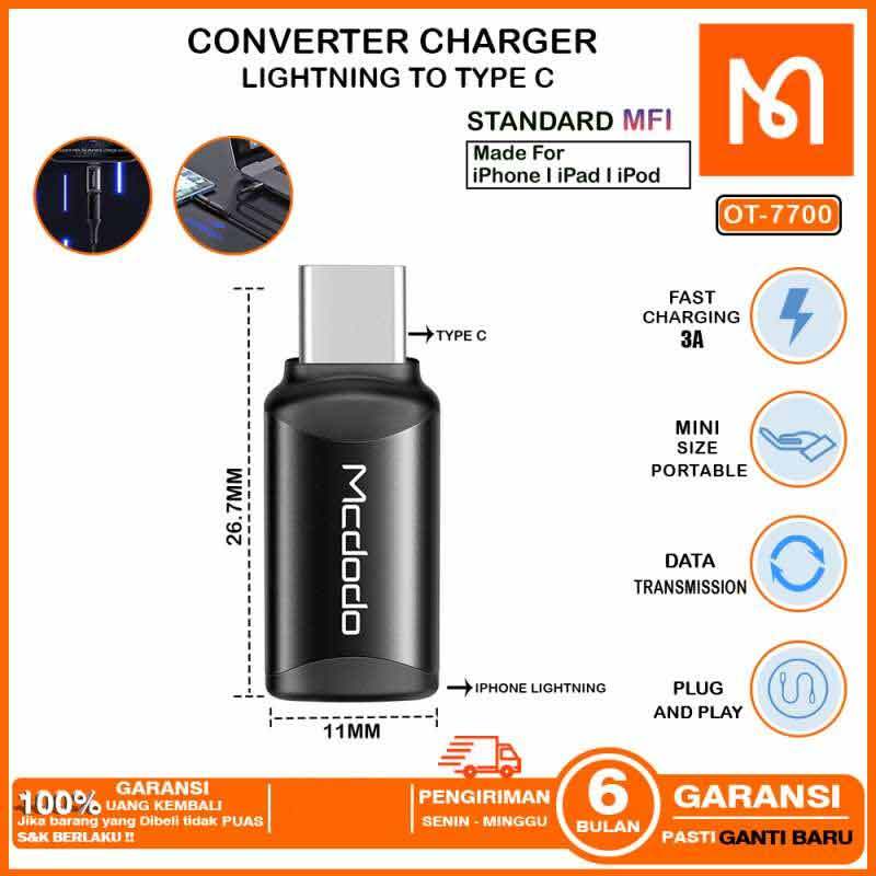 Jual MCDODO Converter Charger Type C to Lightning,Lightning to Type C ...