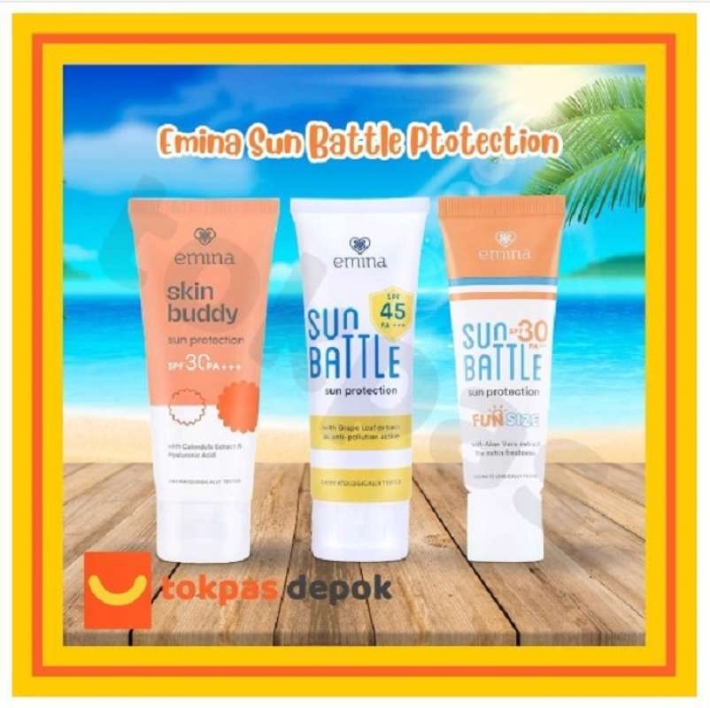 Jual Emina Sunscreen Series Skin Buddy Sun Protection / Sun Battle SPF 30 PA+++ / Sun Battle SPF ...
