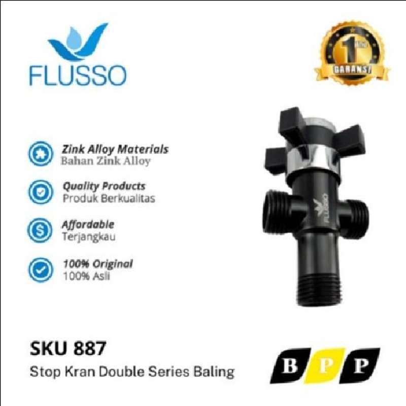Jual Stop Kran Air Double Flusso |Keran Shower Closet Black 887 di ...