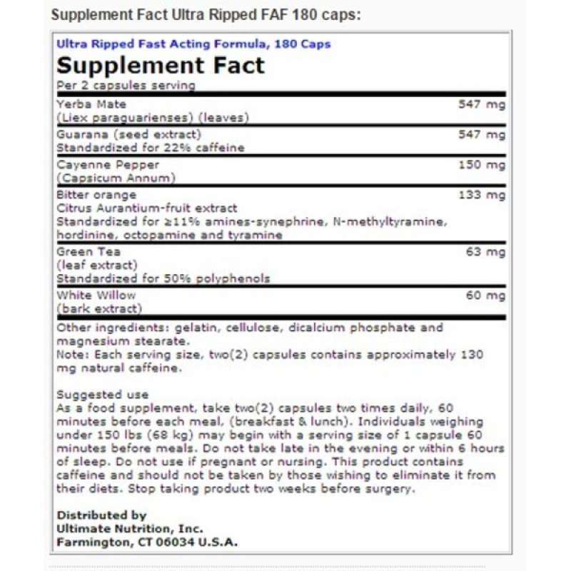 Jual Ultra Ripped Faf Fast Acting Formula 180 Dan 90 Capsules Di Seller ...