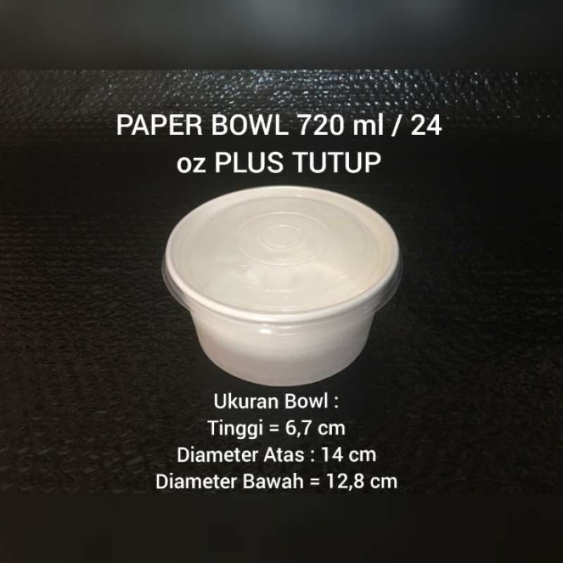Jual Paper Bowl / Mangkuk Kertas 720 ml / 24 oz Plus Tutup @ 25 Set Terbatas di Seller A2 ...