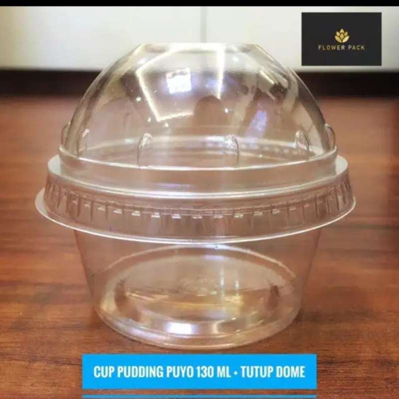 Jual Original Cup pudding puyo 130 ml + tutup dome / cup puyo 130 ml ...