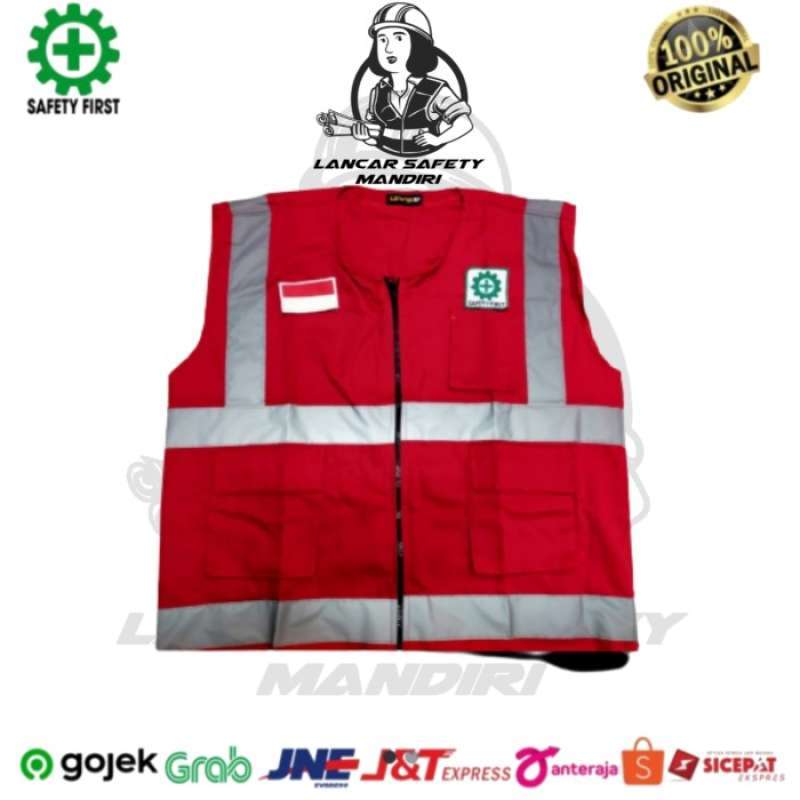 Promo Rompi Safety Drill / Rompi Safety Kerja Proyek warna Merah Diskon ...