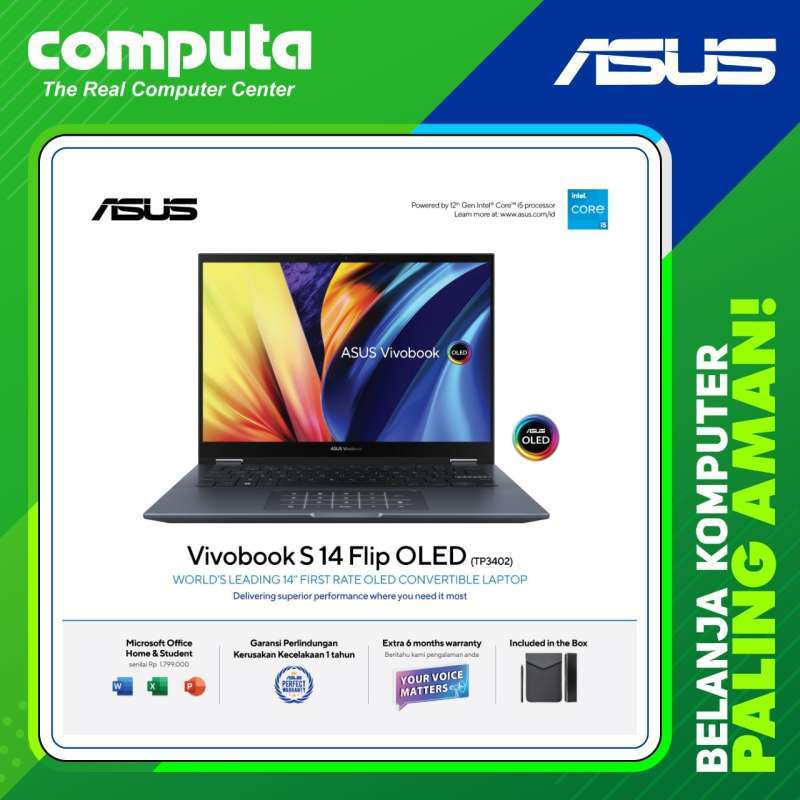 Jual Laptop Asus Vivobook S 14 Flip Oled Tp3402 I5 12500h Ram 8gb 512gb ...