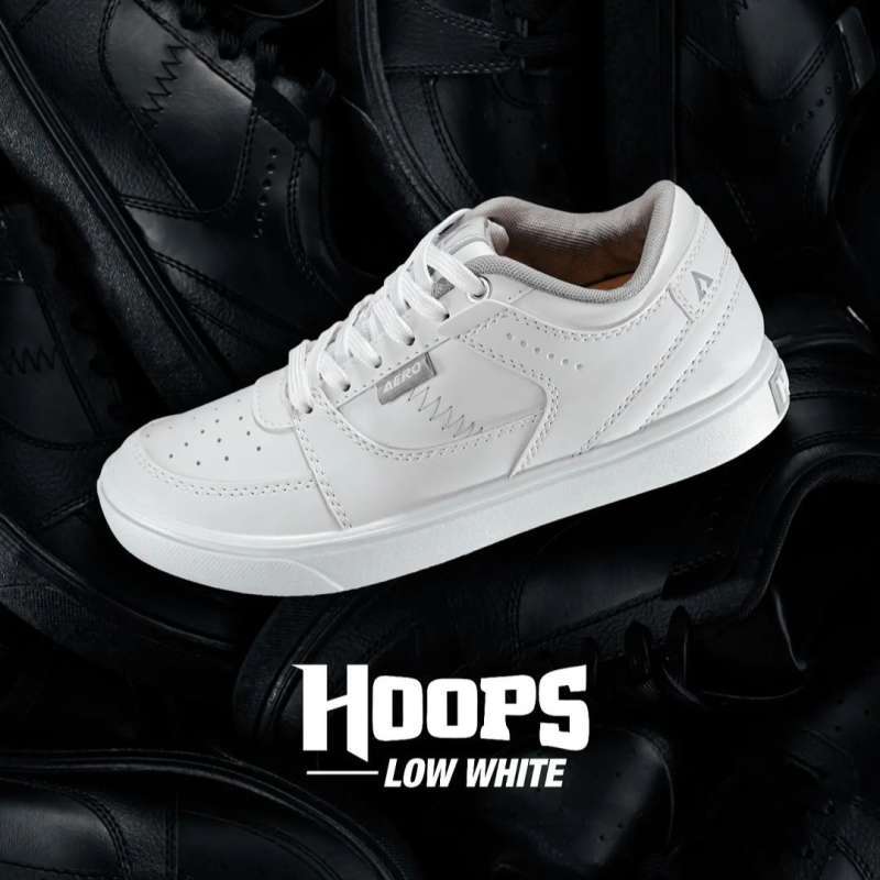 Jual Sepatu Original Aerostreet Hoops Low Full Putih | Sneakers Casual ...