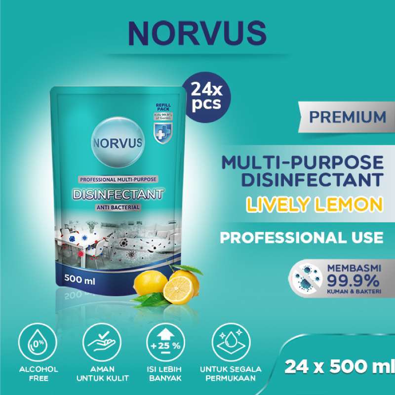 Promo Multi Purpose Disinfectant Lively Lemon 24x pcs 500 ml - Norvus ...