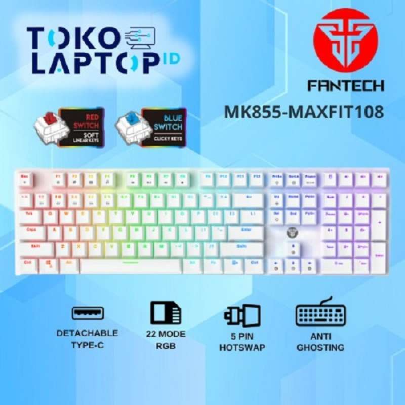 Jual Fantech MK855 Maxfit108 Mechanical Gaming Keyboard - Blue Switch Putih di Seller ...