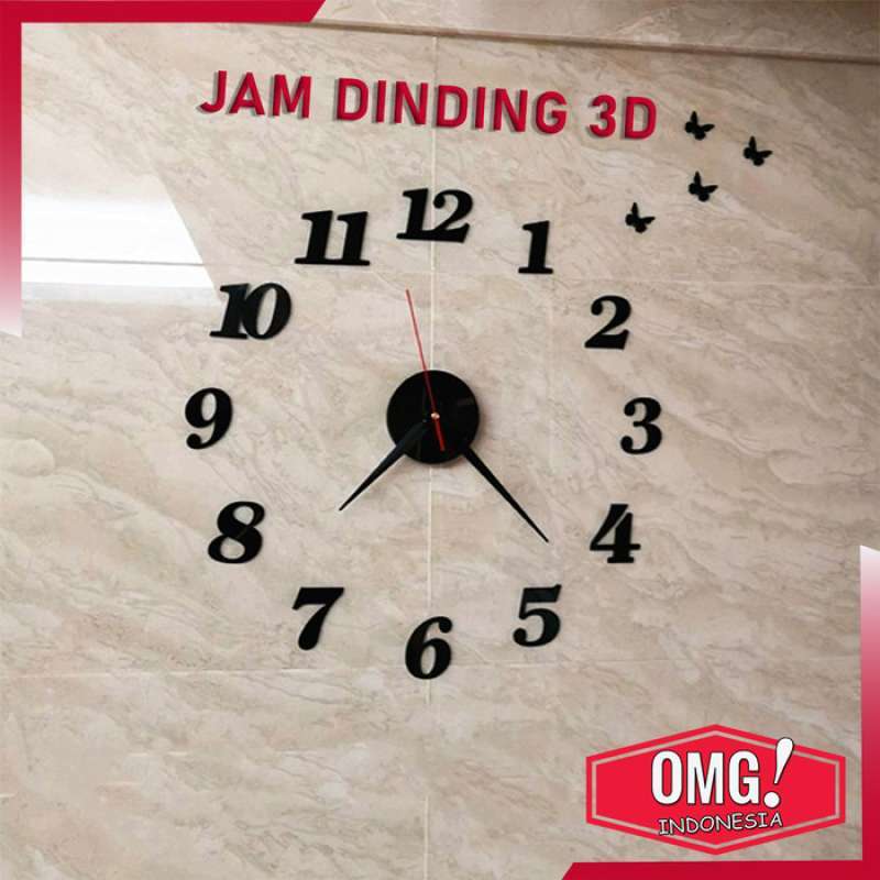 Promo JAM DINDING DIY 3D Minimalis Digital Angka Tempel Dekorasi Modern ...