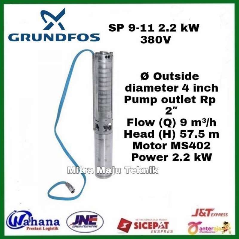Jual Grundfos Pompa Submersible Sp 9- 11 Motor 2.2 Kw 3 Hp 380v + Resin ...