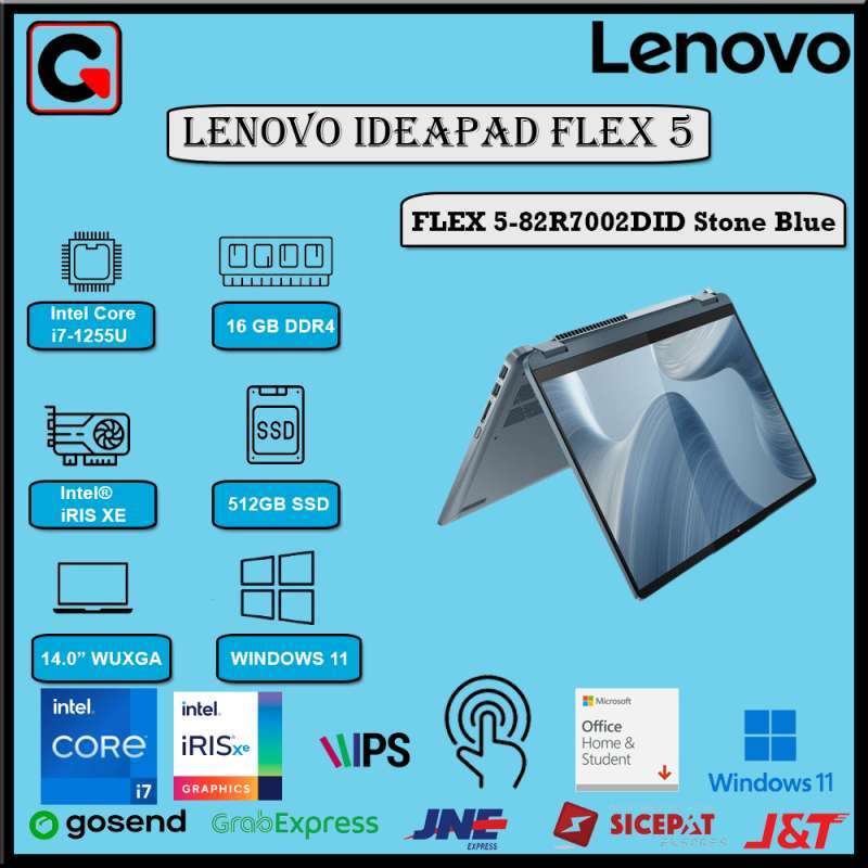 Promo LENOVO IDEAPAD FLEX 5 14IAU7- 82R7002DID Core i7-1255U 16GB 512GB SSD 14″ Touch WUXGA IPS ...
