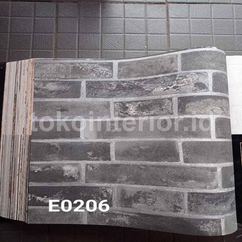 Promo Wallpaper Dinding 3D Batu Bata Susun Semen Abu Hitam Diskon 5% di ...