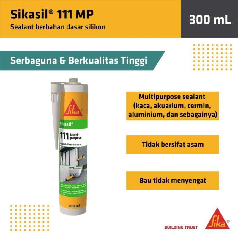 Jual Sikasil 111 Multi Purpose Sealant Silicone Lem Kaca Netral 300ml ...