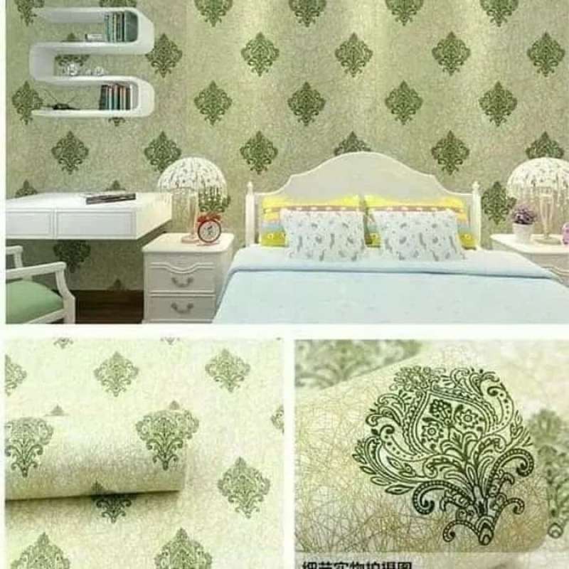 Jual Wallpaper Cantik Sticker Dinding Batik Daun Hijau di Seller SEPRAI MOTIF SENJA STORE ...