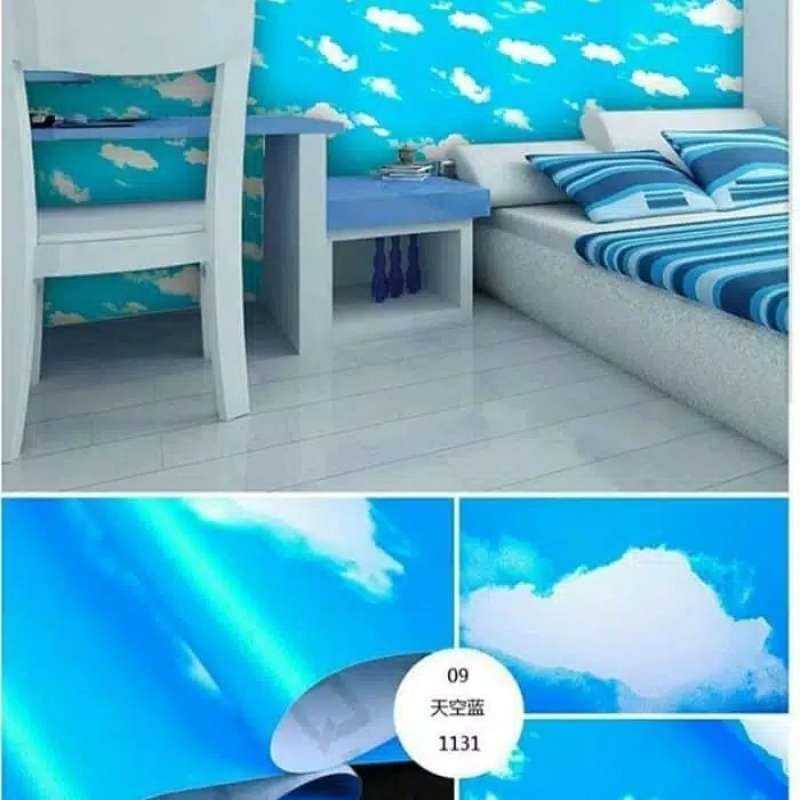Promo Wallpaper Dinding Motif Awan Biru 10Mm x 45cm Diskon 5% di Seller SNEAKER SISI STORE ...