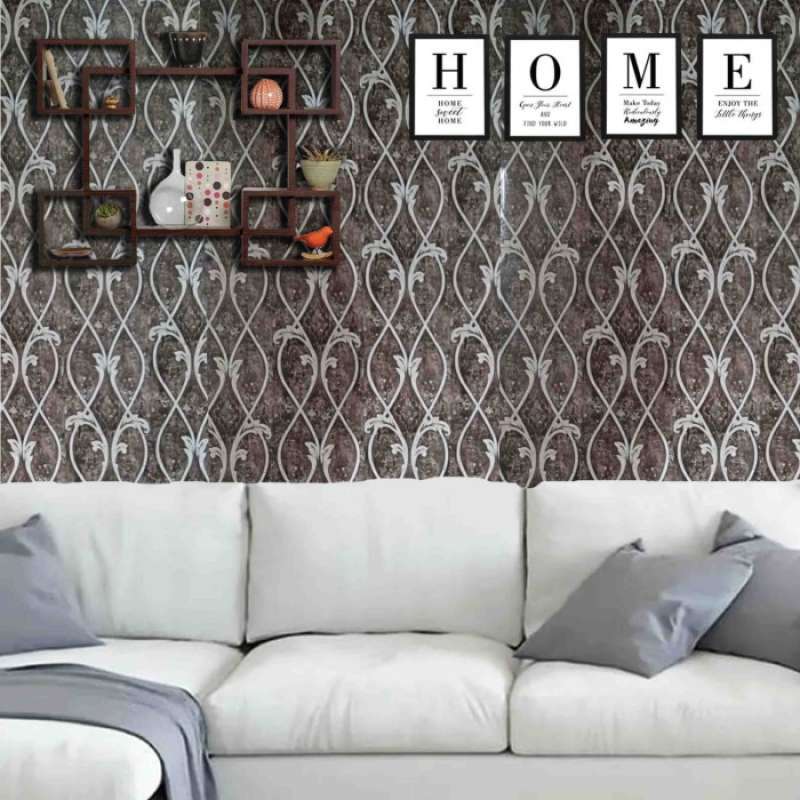 Promo Home Wallpaper Sticker Dinding Ulir Teralis Coklat Tua 45cm X