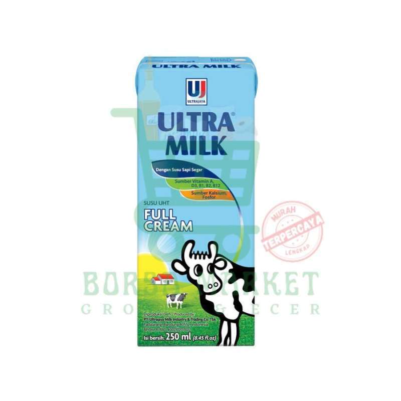 Jual Susu UHT Ultra Milk UHT Full Cream Plain 24x250ml 1 Dus Karton di ...