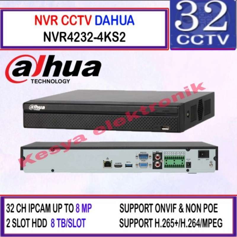 Jual Nvr Dahua 32ch Non Poe Seri Nvr 4232 4ks2 Bergaransi Resmi 3 Tahun ...