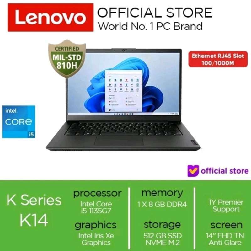 Promo Lenovo K14 Gen 1 5500 || Core i5-1135G7 8GB 512GB SSD Intel Iris Xe Graphics Windows 11 ...