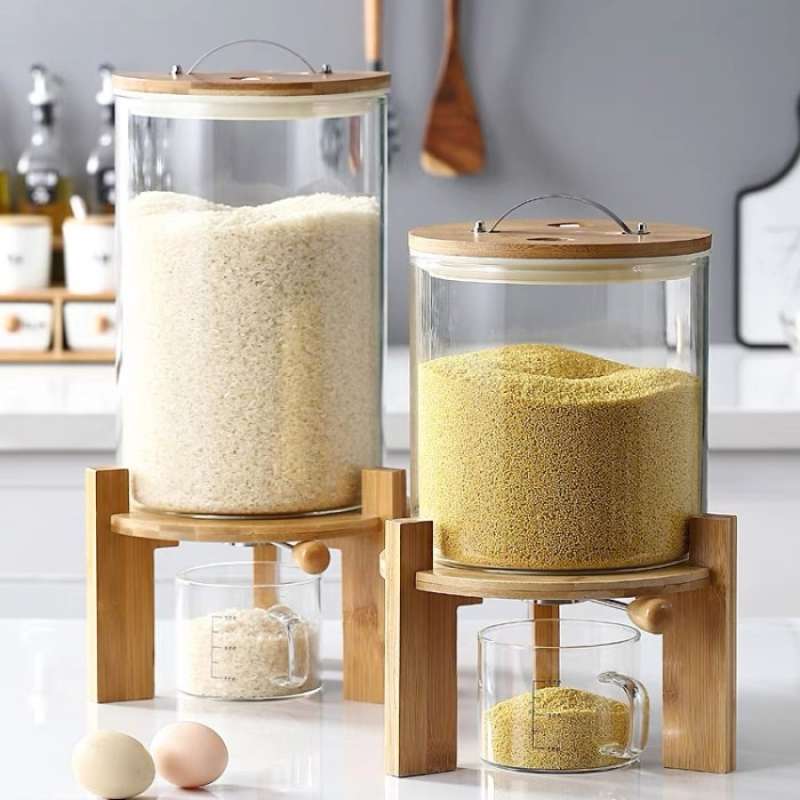 Jual Dispenser Beras Kaca Mewah Korean Style / Dispenser Beras Kekinian ...