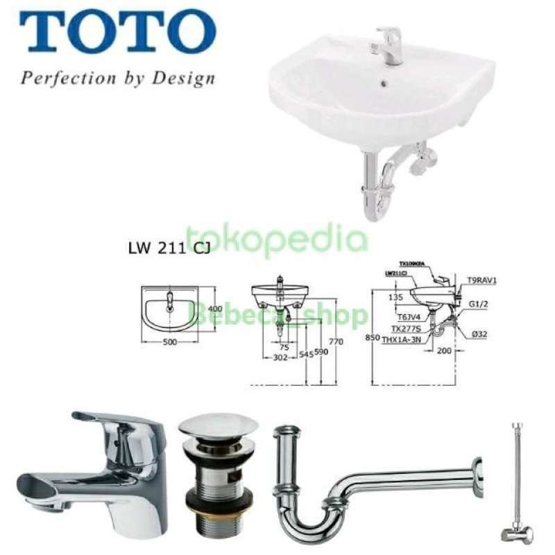 Jual Wastafel Toto Lw 211 Cj W/f Comp Set Kran Dingin Tx109kea Di ...