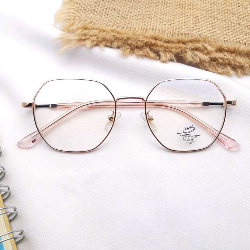 Promo Frame kacamata wanita model segi enam minus plus anti radiasi ...
