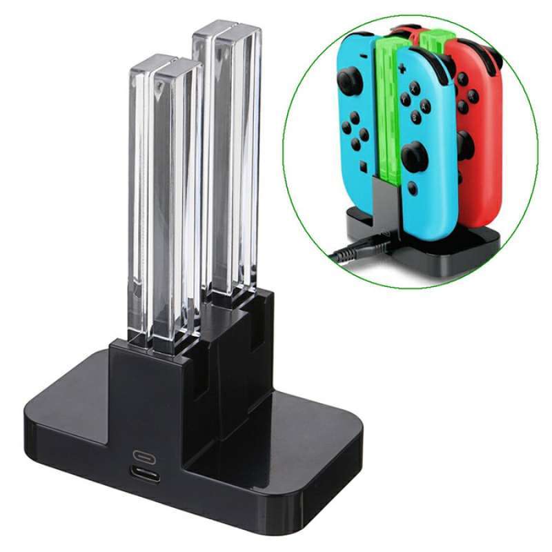 Promo Charging Dock Stand LED 4 in 1 for Nintendo Switch Joy-con ...