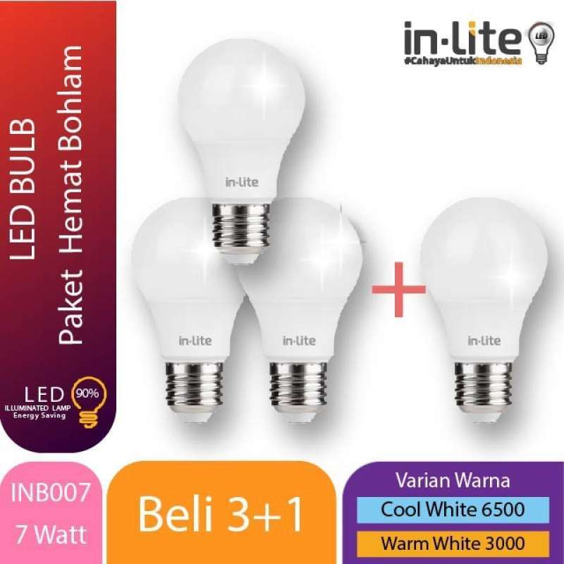 Jual Terbaik In-lite Led Paket Lampu Bohlam 7 Watt - 4 Pcs Di Seller Monero Store - Klender ...